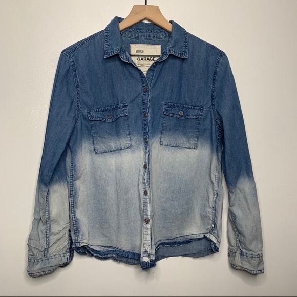 Garage | Tops | Garage Blue Ombr Button Up Jean Long Sleeve Shirt ...
